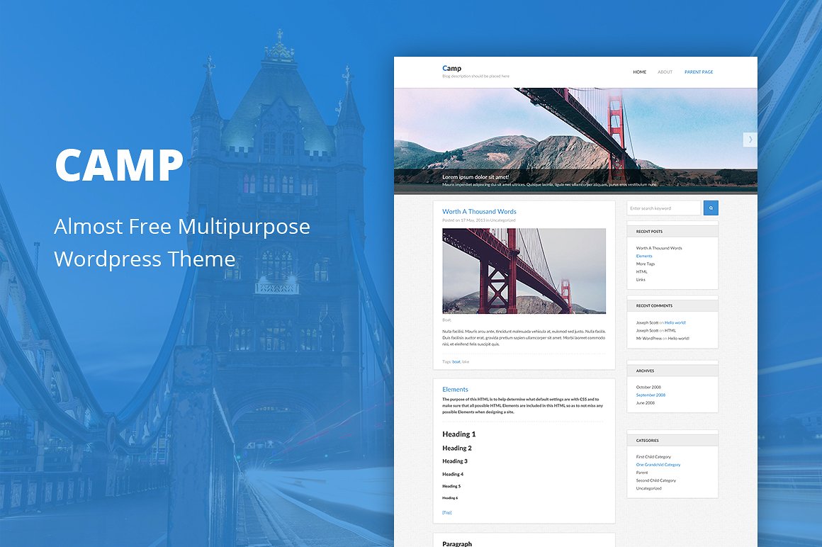 Camp – Cheap WordPress Theme | BestWebSoft